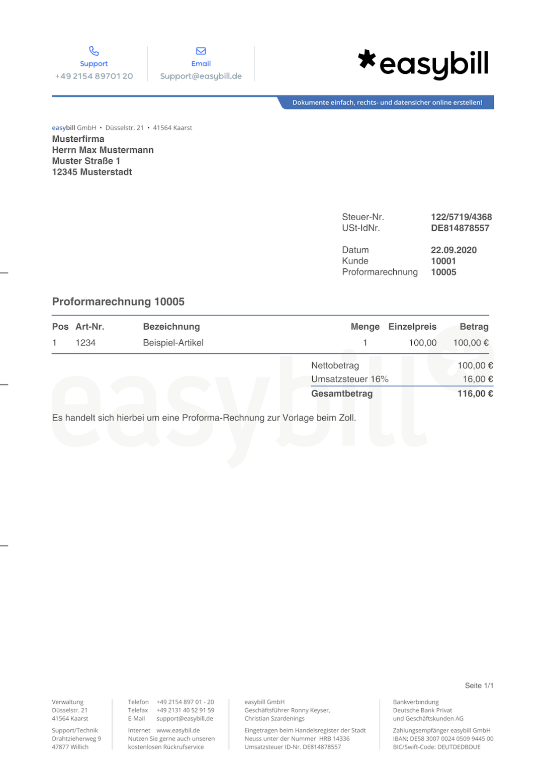 Proformarechnung - Definition, Pflichtangaben, Verwendung