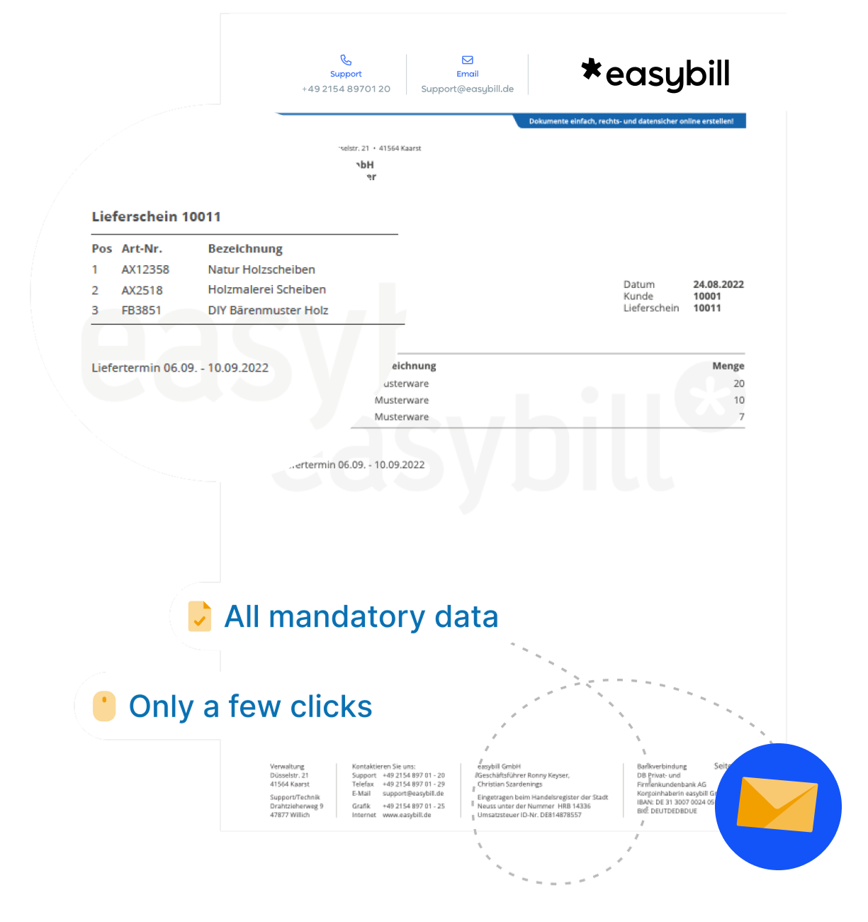 Create delivery note in easybill for your dailey business and onlineshop