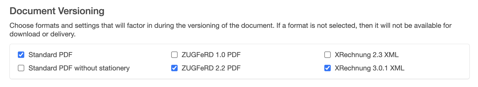 Document versioning for all easybill accounts