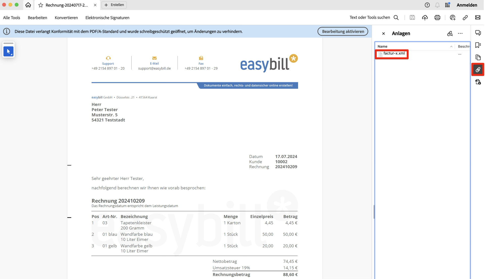 Wie sieht eine E-Rechnung aus? Struktur, Inhalte und Beispiel • easybill